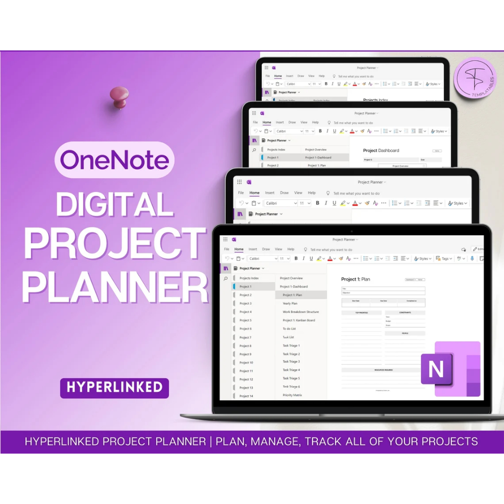 OneNote Project Planner Project Tracker Project Management Digital ...