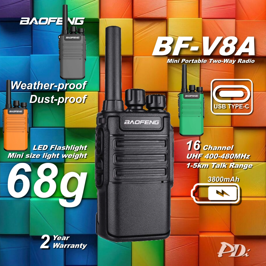 BAOFENG V8A Mini Type-C Water-Resistant Walkie Talkie BF-V8A | Shopee ...