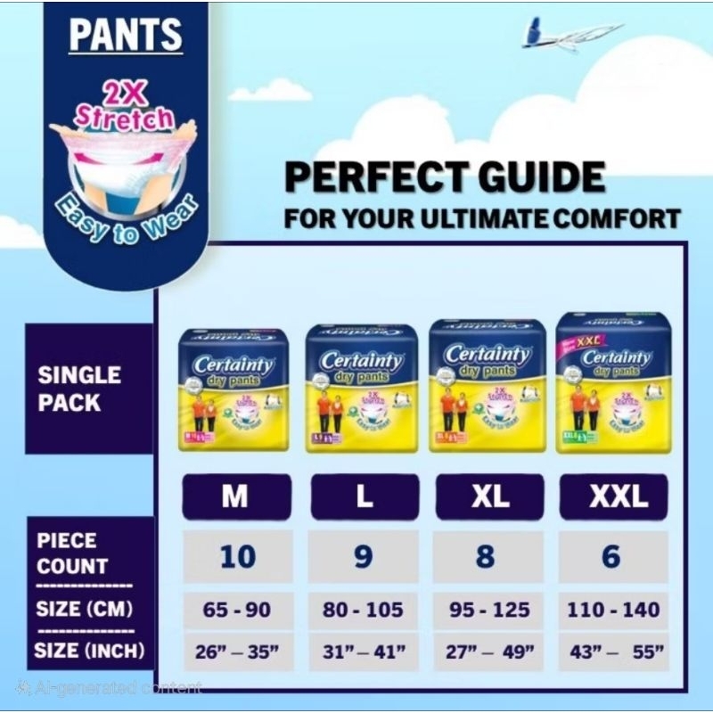 Certainty Dry - pants Adult Diaper Regular Pack M10/L9/XL8/XXL6 (1 Pack ...