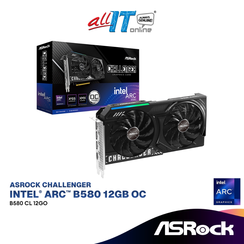 ASROCK Intel Arc B580 Challenger 12GB OC Graphics Card | B580 CL 12GO ...