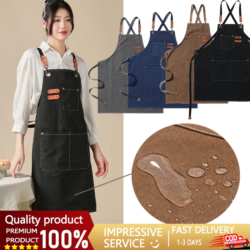 Canvas Apron Coffee Shop Barber Working Bib Kitchen Cooking Thick ...