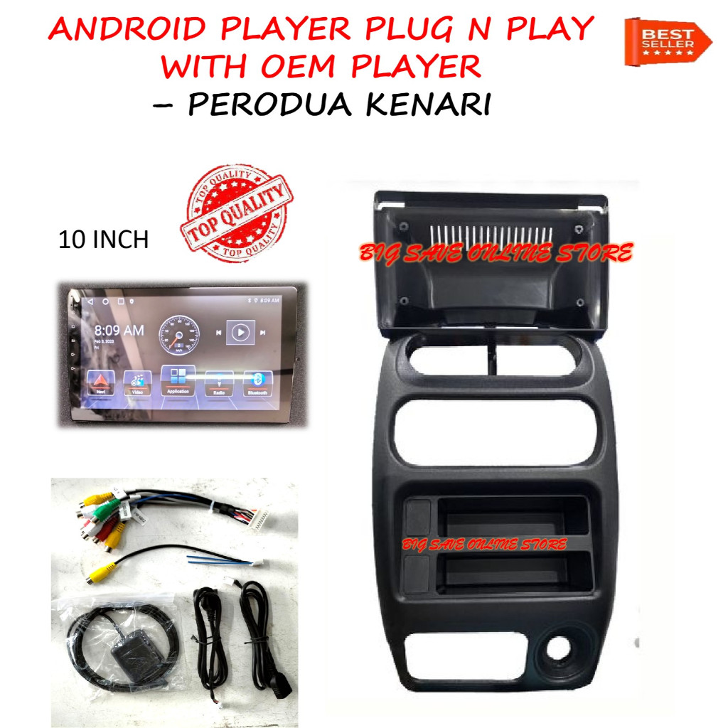 Perodua KENARI android player 10 inch plug n play with OEM casing (full ...