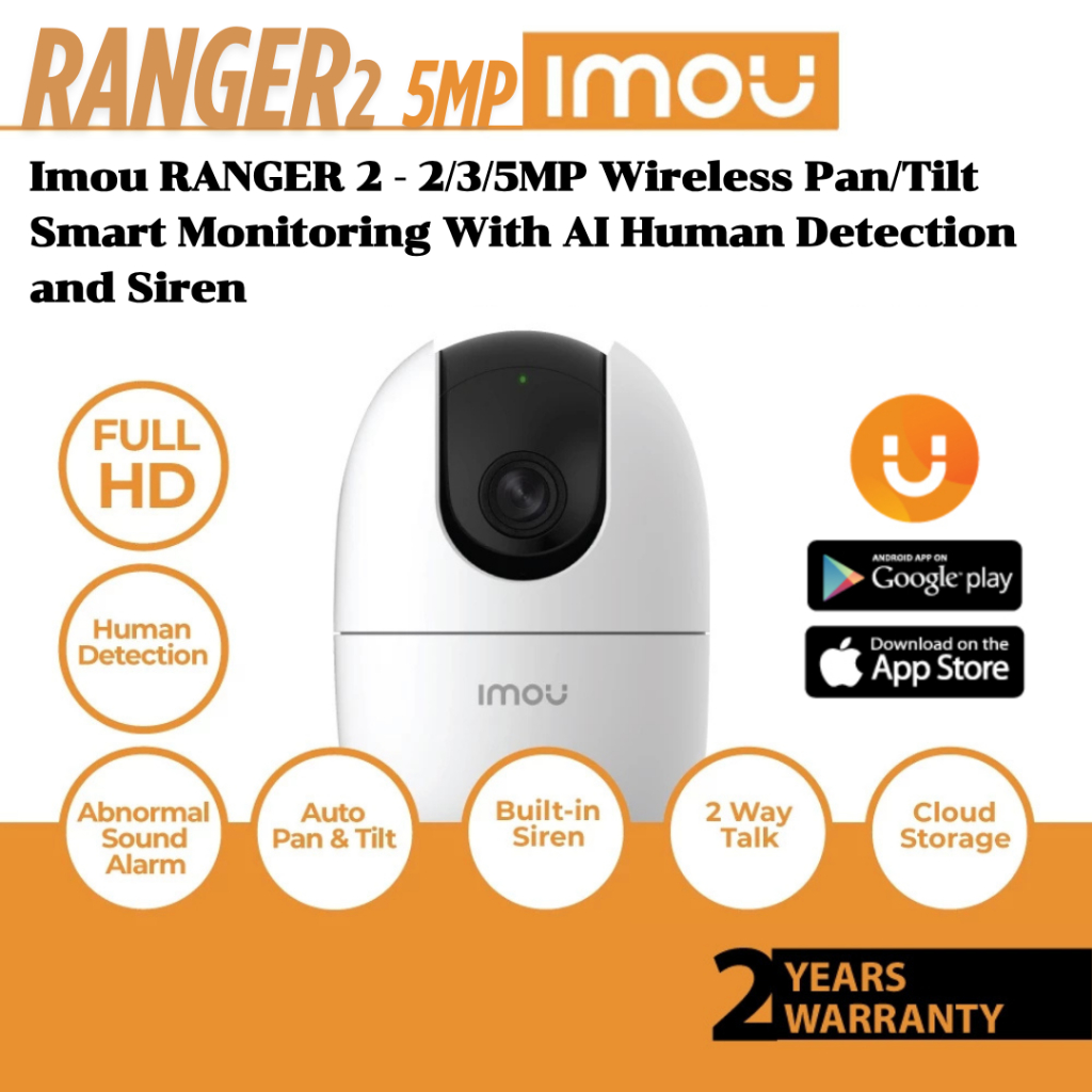 IMOU Ranger 2 - 3MP 5MP Smart Motion Tracking AI Human/Sound Detection ...