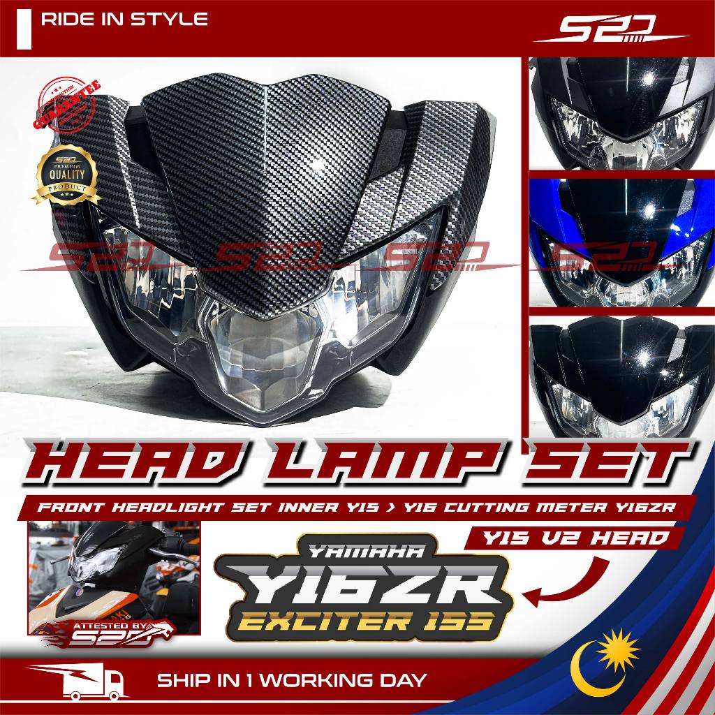 Head Lamp Set IMPORT Y15 V2 PNP TO Y16 (Inner cutting meter Y16ZR ...