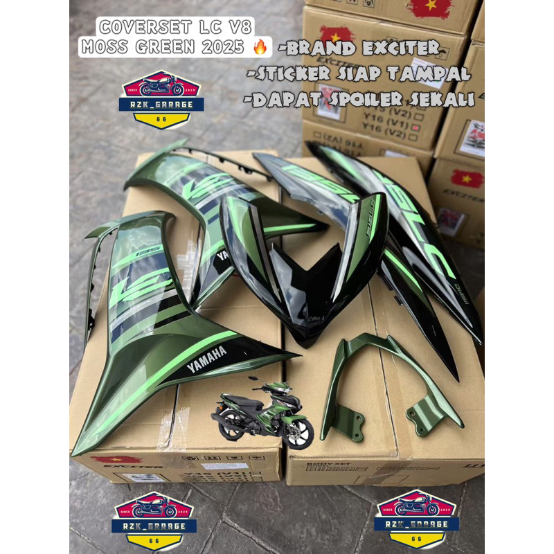 EXCITER COVERSET MOSS GREEN + SPOILER LC135 LC V8 DESIGN 2025 MOSS ...