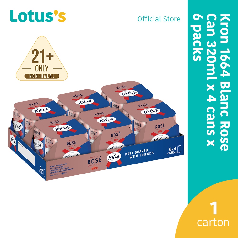 Kron 1664 Blanc Rose Can 320ml x 4 cans x 6 packs (1 Carton) | Shopee Malaysia