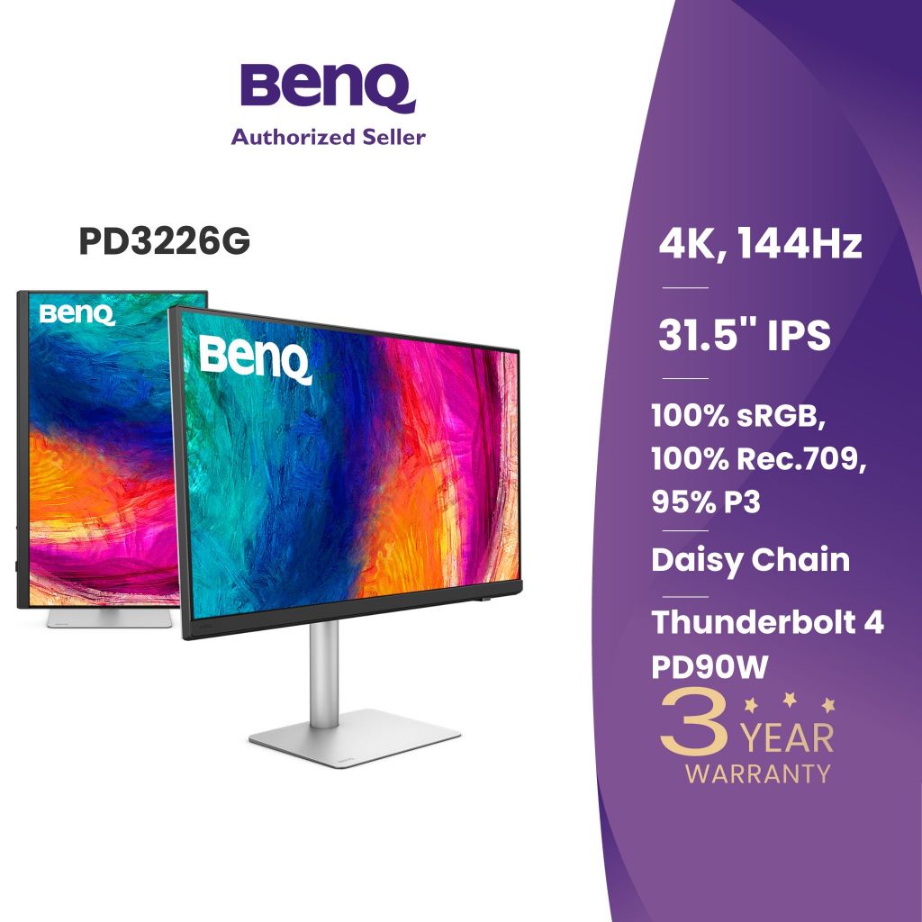 [Baharu] BenQ PD3226G｜31.5 inci｜4K UHD｜144Hz｜Thunderbolt 4｜DCI P3 ...