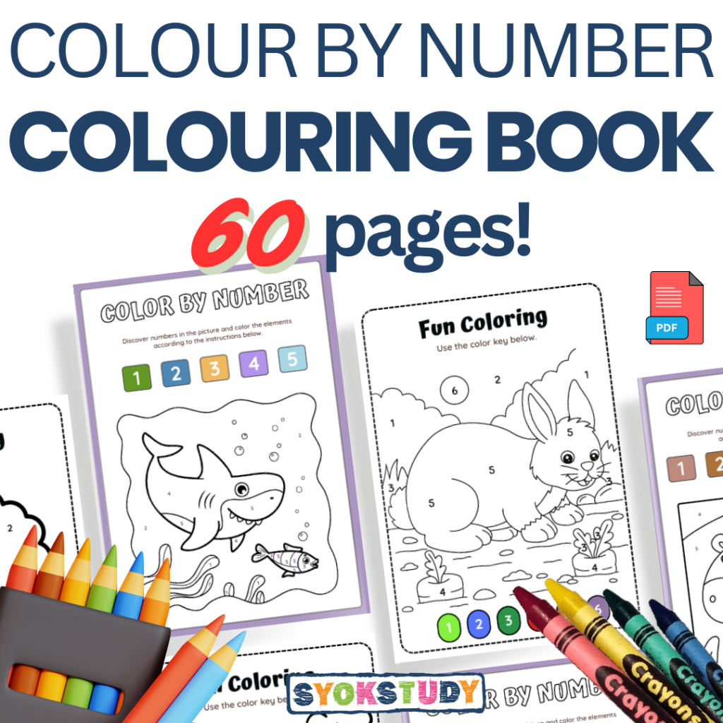 PDF | Colour By Number Colouring Book For Kids | Coloring - 60 pages ...
