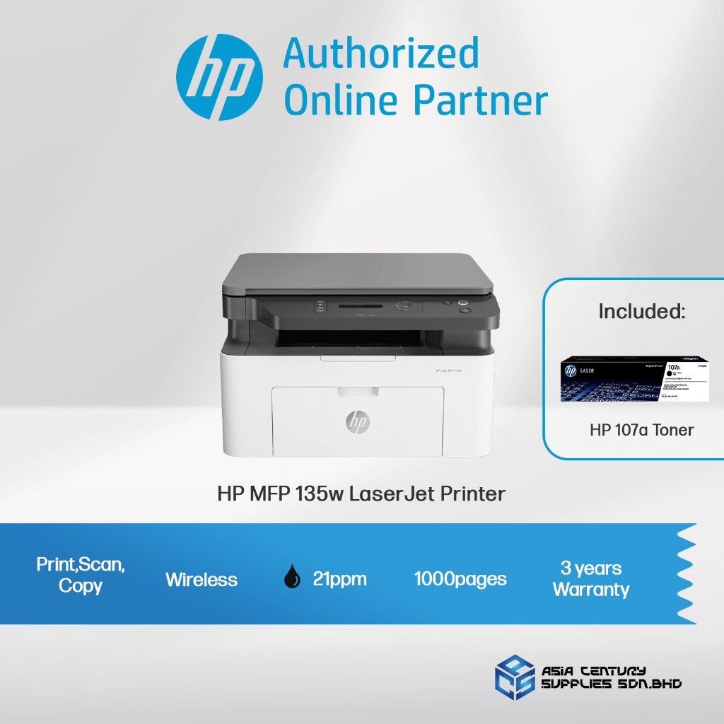HP Laser MultiFunction Printer MFP 135A / 135W / 136A / 136W (Wireless) LaserJet Print, Copy ...