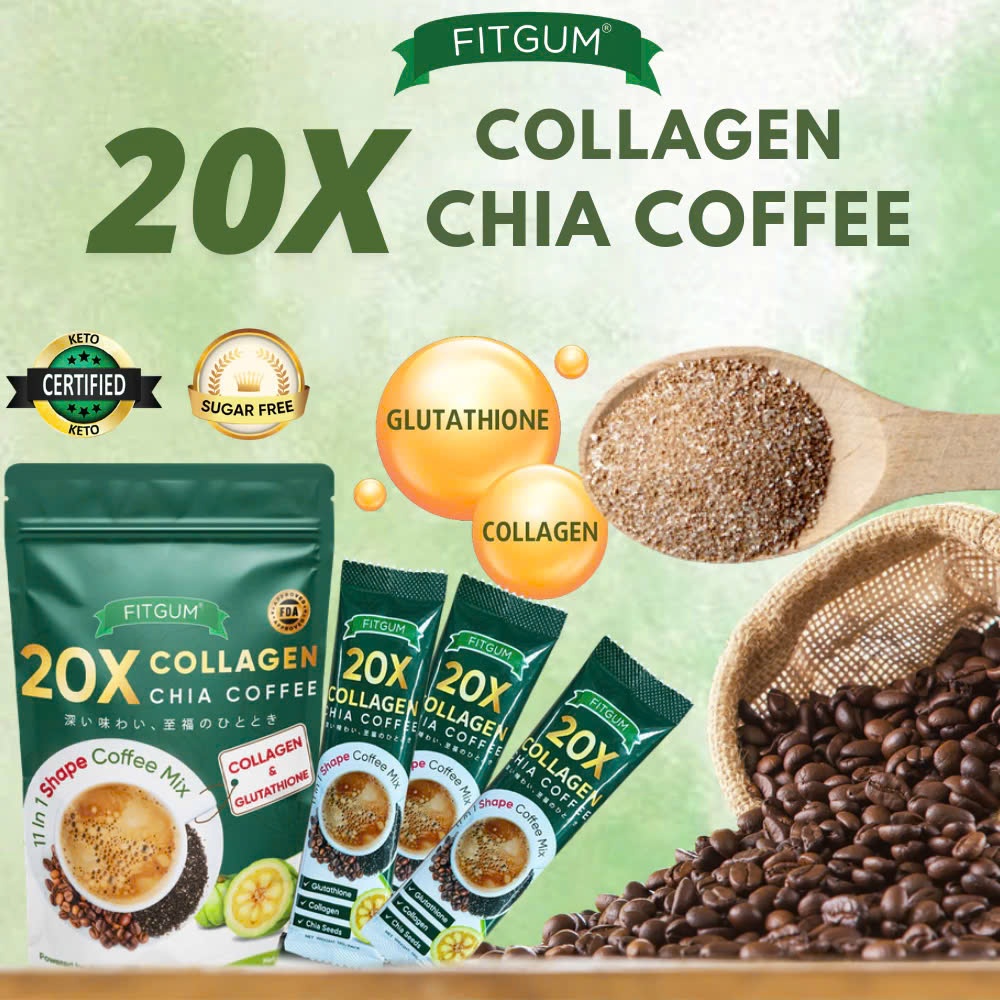 Fitgum 20X Collagen Chia Coffee 11 In 1 Shape Coffee Mix With Collagen ...