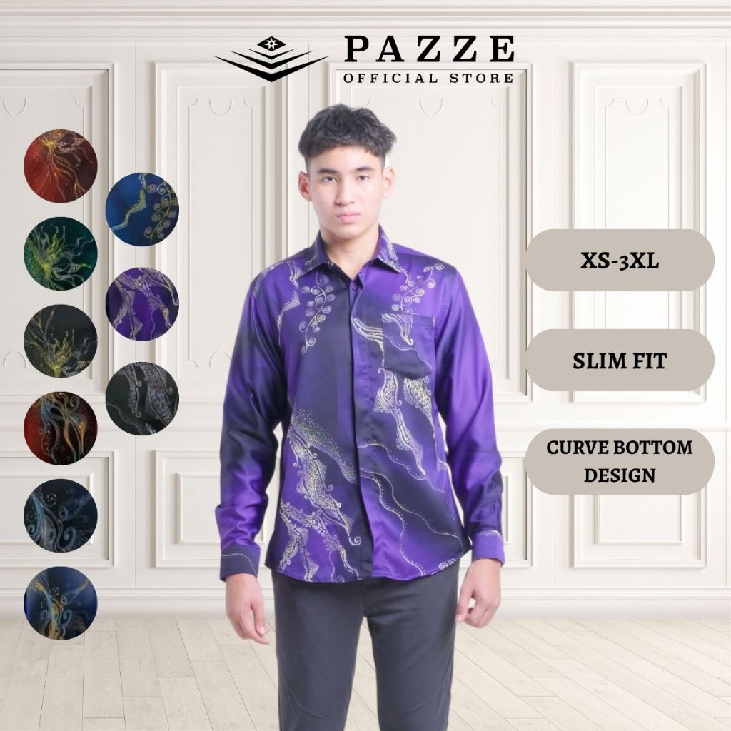 Pazze Long Sleeve Corporate Batik / Formal Batik Slim Fit | Shopee Malaysia