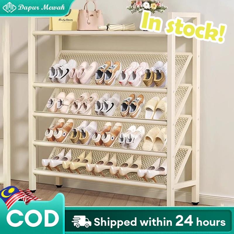 Metal Mesh Shoe Rack Rak Kasut Storage Shelf Multi-Layer Storage ...