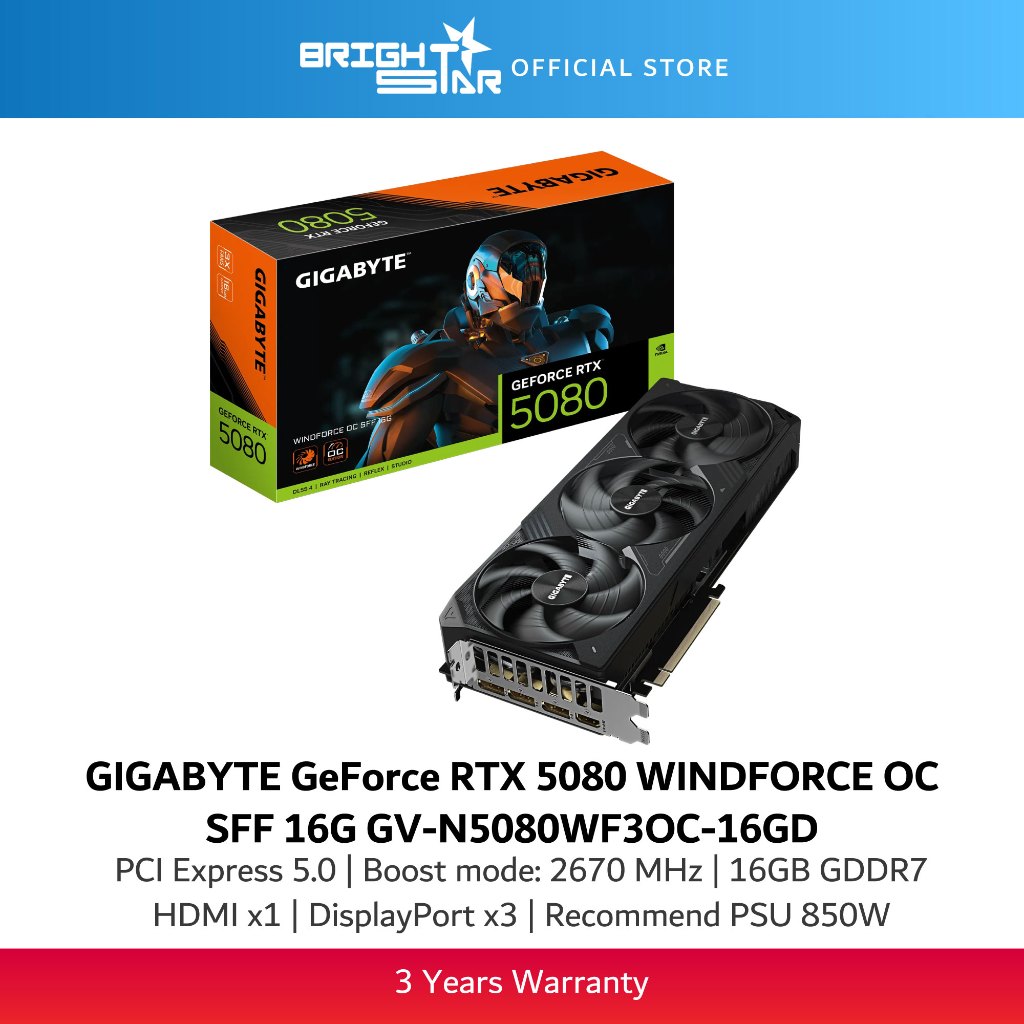 GIGABYTE GeForce RTX 5080 WINDFORCE OC SFF 16G GDDR7 Graphics Card ...