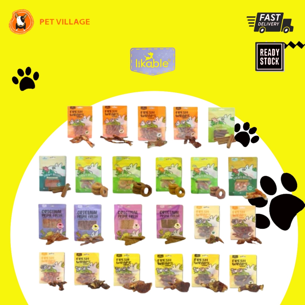 LIKABLE Pure Pure Dog Snacks Dog Treats (Duck / Salmon / Chicken ) - 50g/60g/70g/80g/90g/100g ...