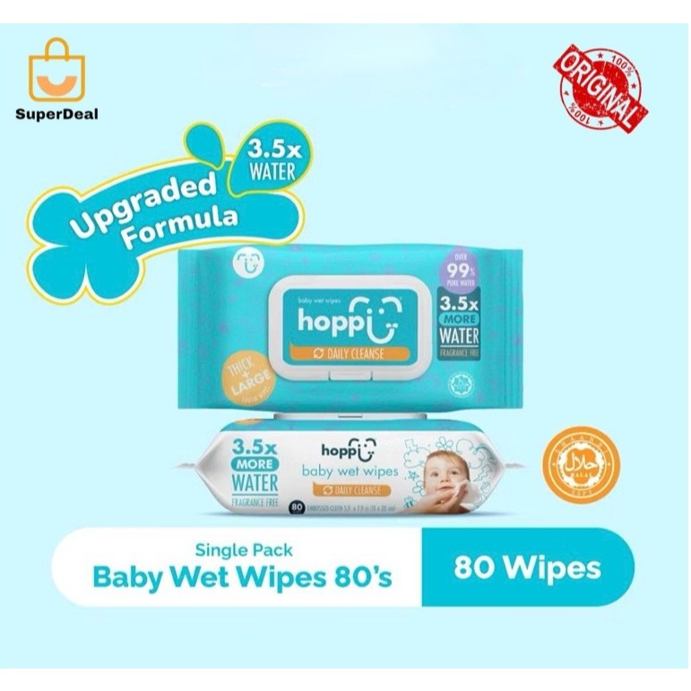 Hoppi Premium Baby Wet Wipes (80 Wipes x 1 Pack) expiry Dec 2026 ...