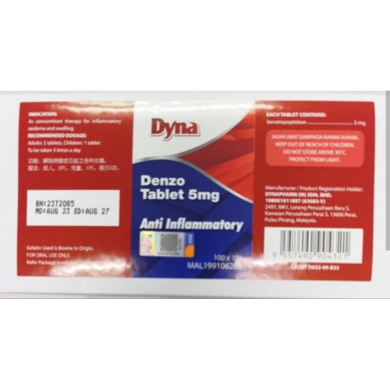 Tablet Denzo 5mg 100x10( Exp sept 2027) | Shopee Malaysia