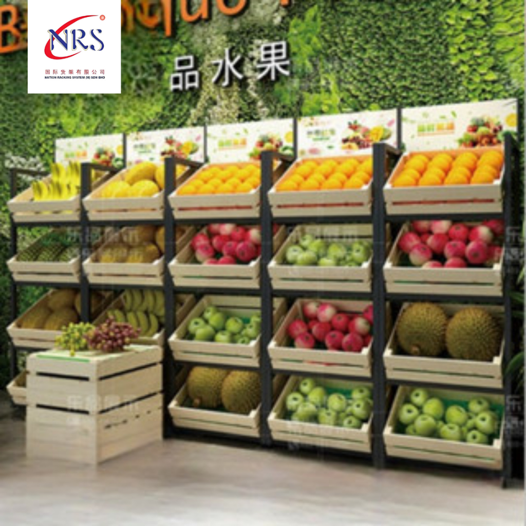 💎QUALITY CONTROL💎ADJUSTABLE WOODEN HIGH GRADE GROCERY FRUIT SHELF ...