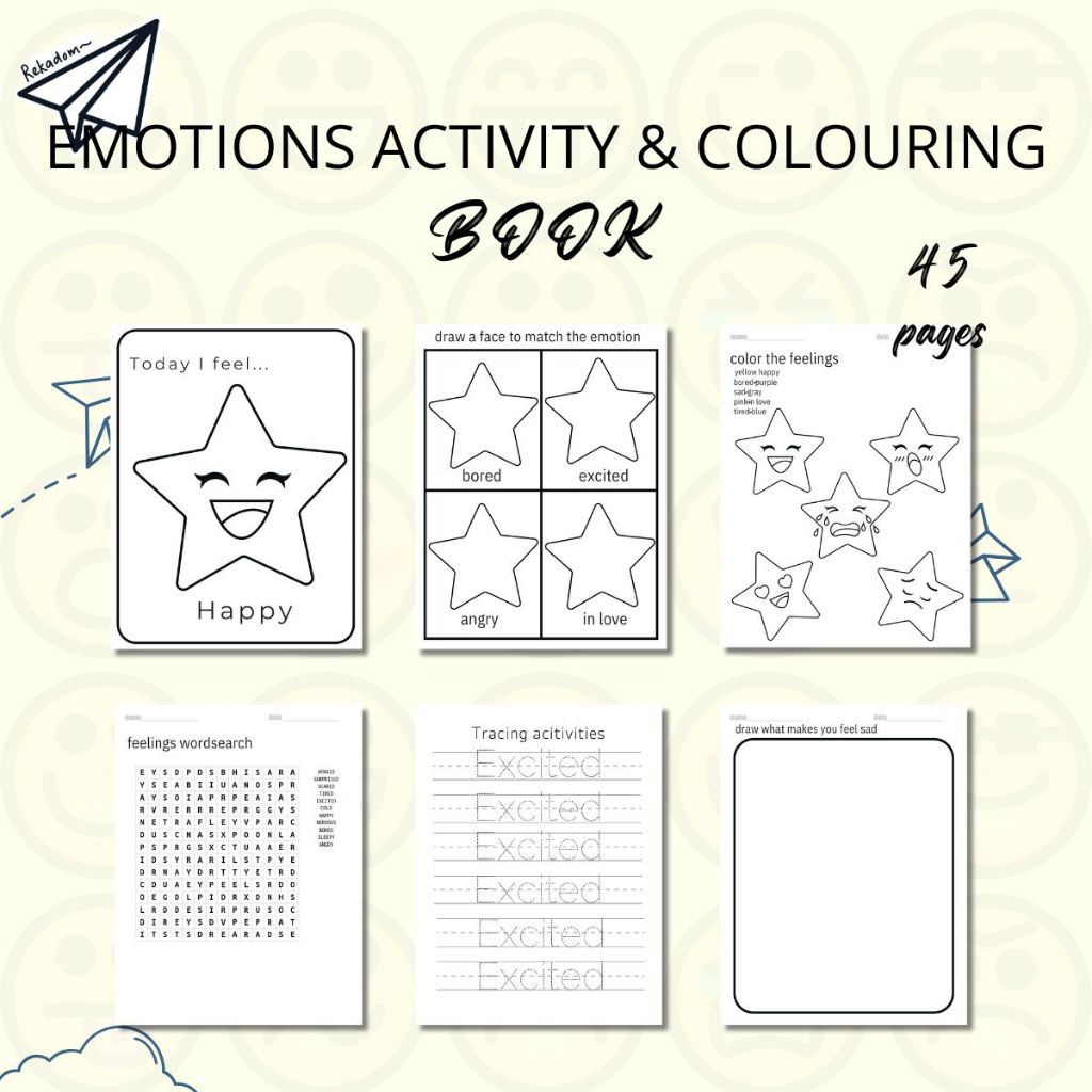 EB3-4 Emotions activity & colouring book | Digital Template Planner PDF ...