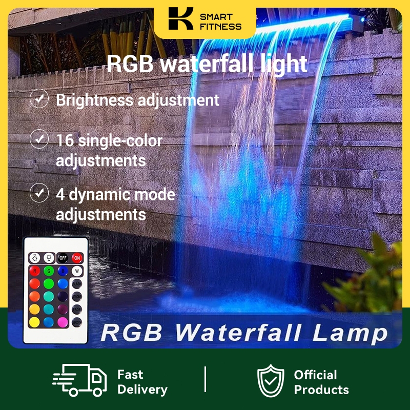 32 Colors Waterfall outlet with LED lights, water curtain wall ...