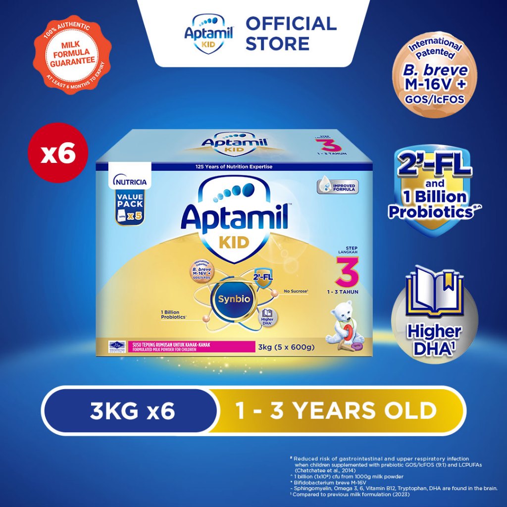 Aptamil KID Step 3 Growing Up Formula 1-3 Years (3kg x 6) | Shopee Malaysia