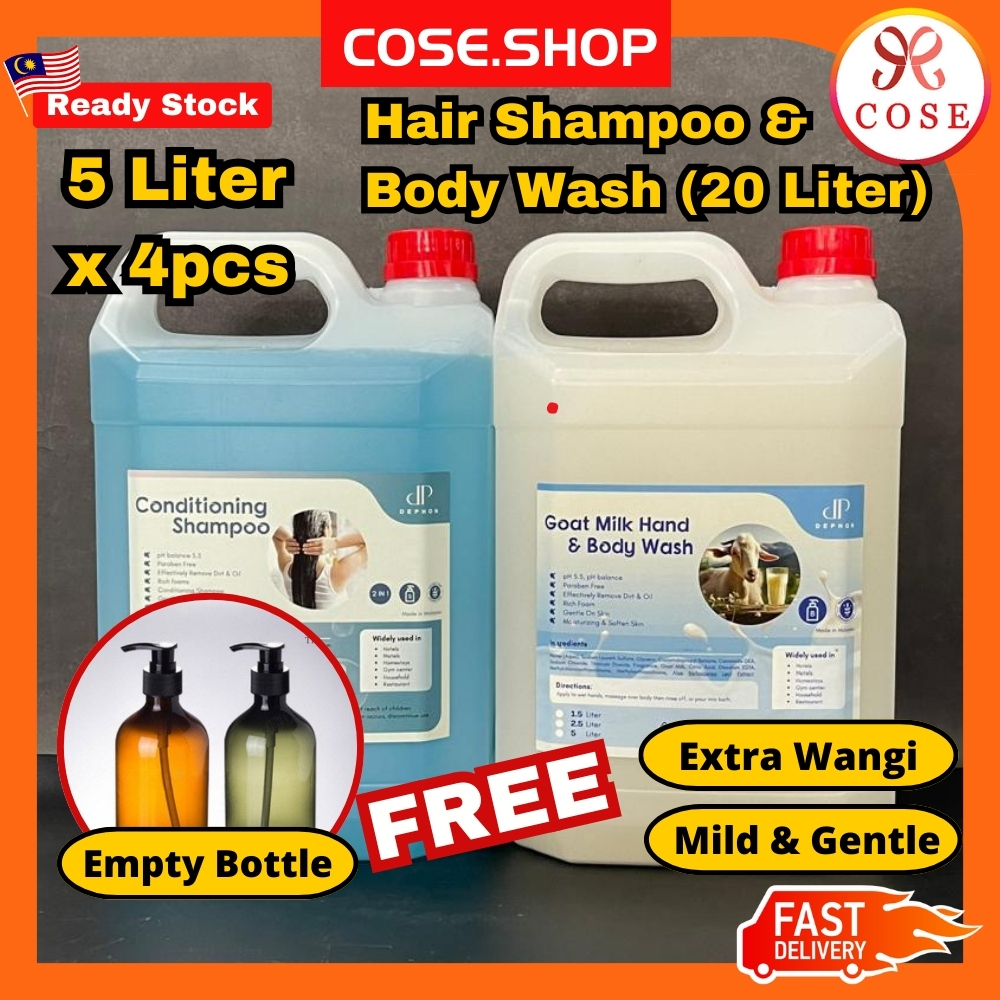 COSE 20 Liter [5L X 4BTL] Premium Hair Shampoo Body Shampoo Hand & Body ...