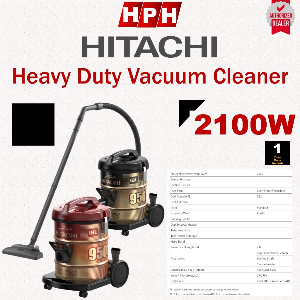 Hitachi Vacuum Cleaner 2100W CV-950F 18L Heavy Duty Vacuum Cleaner | Shopee Malaysia
