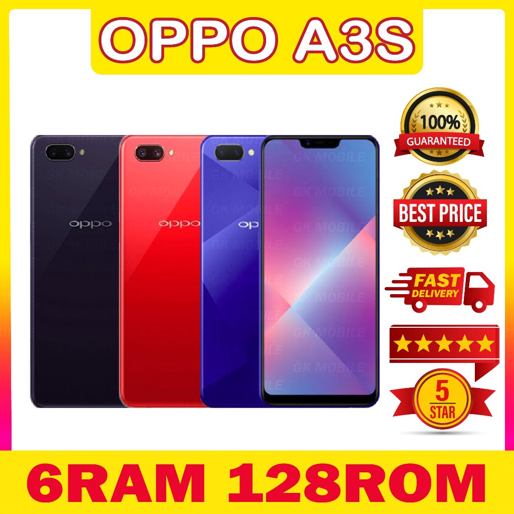 OPPO A3S 6 +128 KEADAAN TIP TOP SEPERTI BARU 4230 MAH BATERI 13MP JERNIH KAMERA | Shopee Malaysia