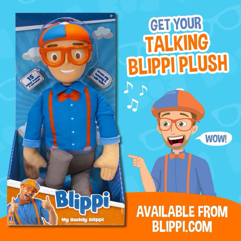 100% Ori Blippi My Buddy Blippi Bendable Talking Plush Doll 16" My ...