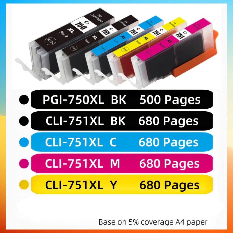 Canon PGI 750XL CLI 751XL PGI 750 CLI 751 black PGI750XL CLI751XL Ink ...