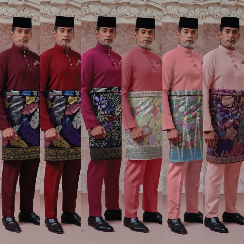 ELRAH EXCLUSIVE 2025 BAJU MELAYU SENNA SLIM FIT MAROON/ BURGUNDY ...