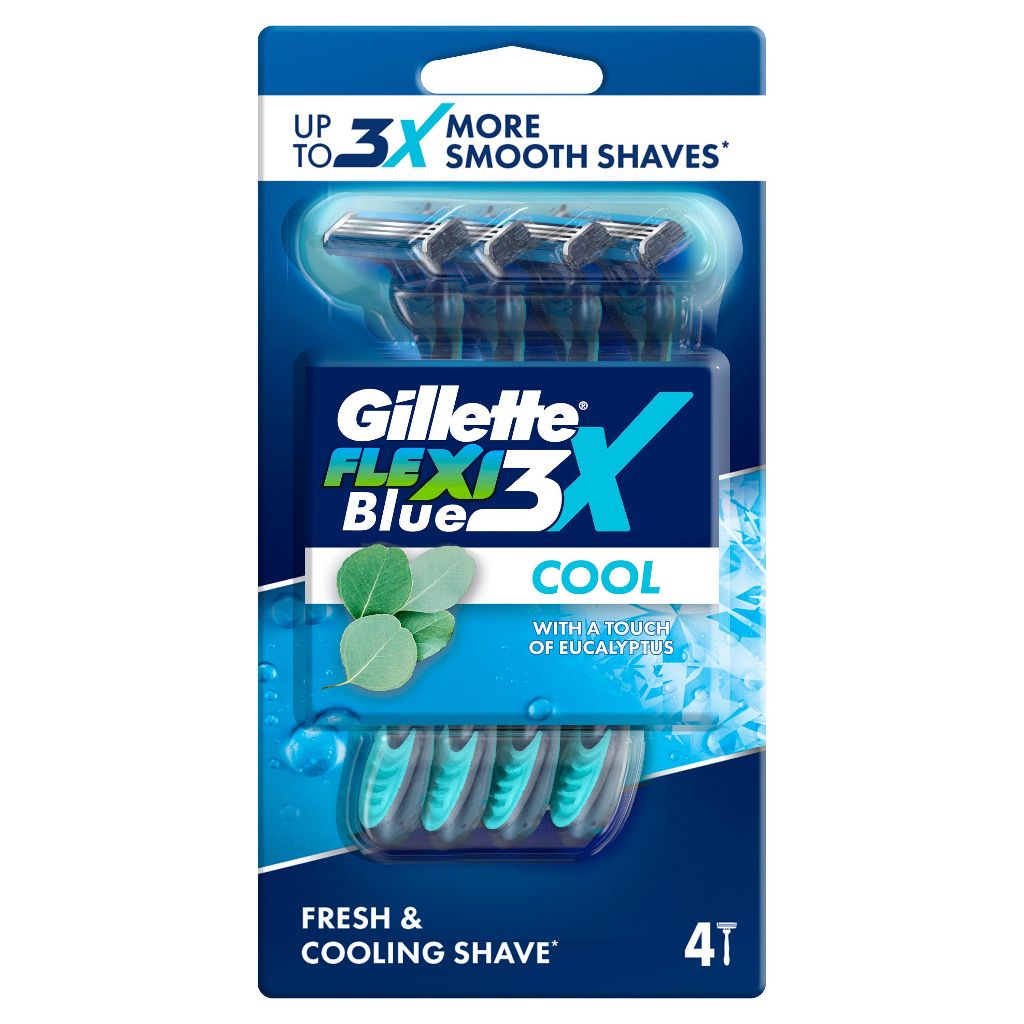 Gillette Blue3X Flexi COOL Disposable Razor, 4 pack | Shopee Malaysia