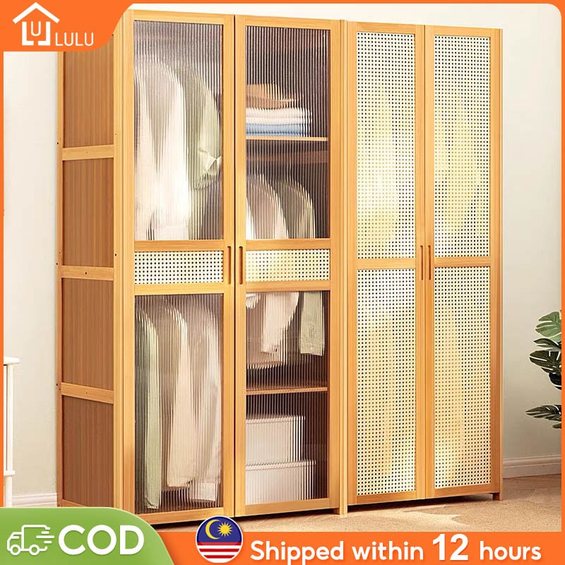LULU Wardrobe Clothes Cabinet Clothes 2 Door Almari Baju Kayu Almari ...
