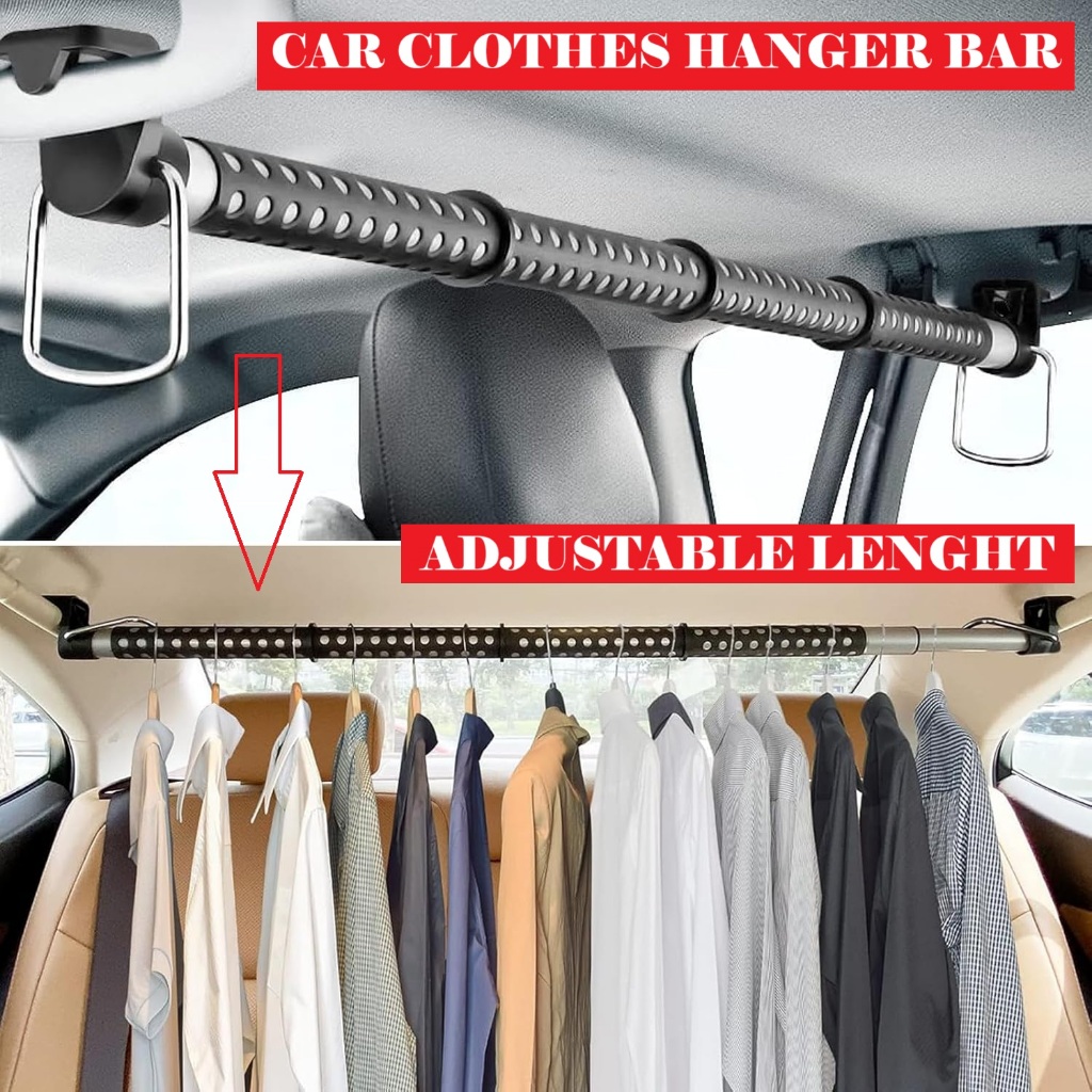 Car Hook Holder Cloth Hanger Clothes Adjustable Clothing Handle Rod Bar ...