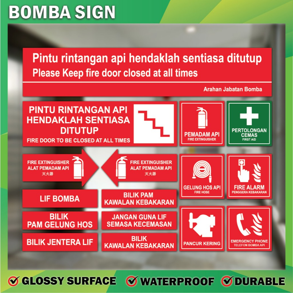 Bomba Acrylic Signage / Pintu Rintangan Api /Perspex /Acrylic / Fire ...