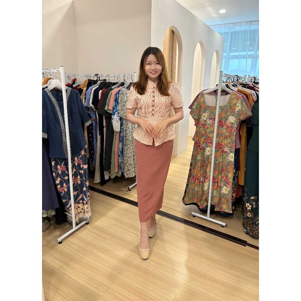 One piece Elegant Cheongsam collar Kebaya style with pocket maxi dress ...