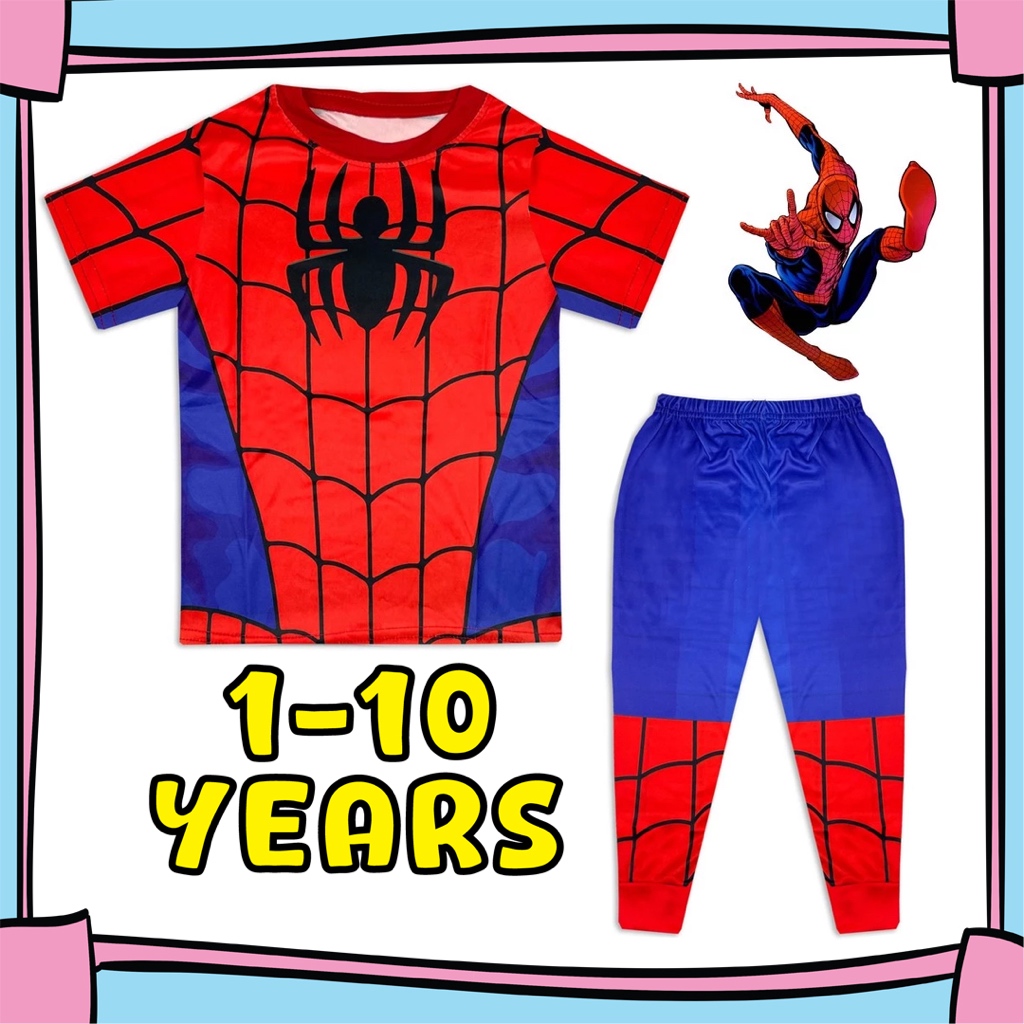 (1-10Y) Full Print SPIDER-COSTUME Microfiber Pajamas Pyjamas Children ...