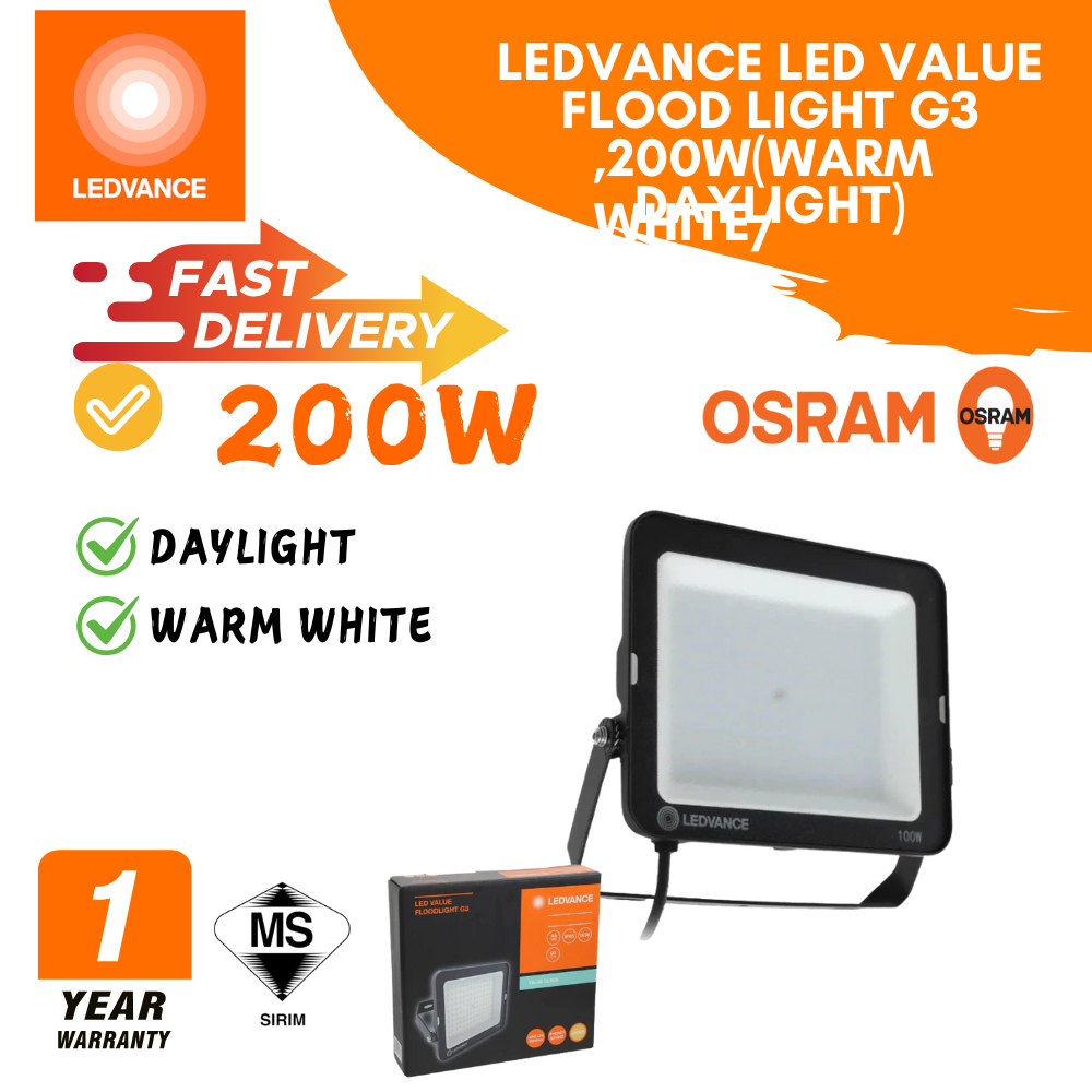 LEDVANCE LED VALUE FLOOD LIGHT G3 200W(WARM WHITE/DAYLIGHT) | Shopee ...