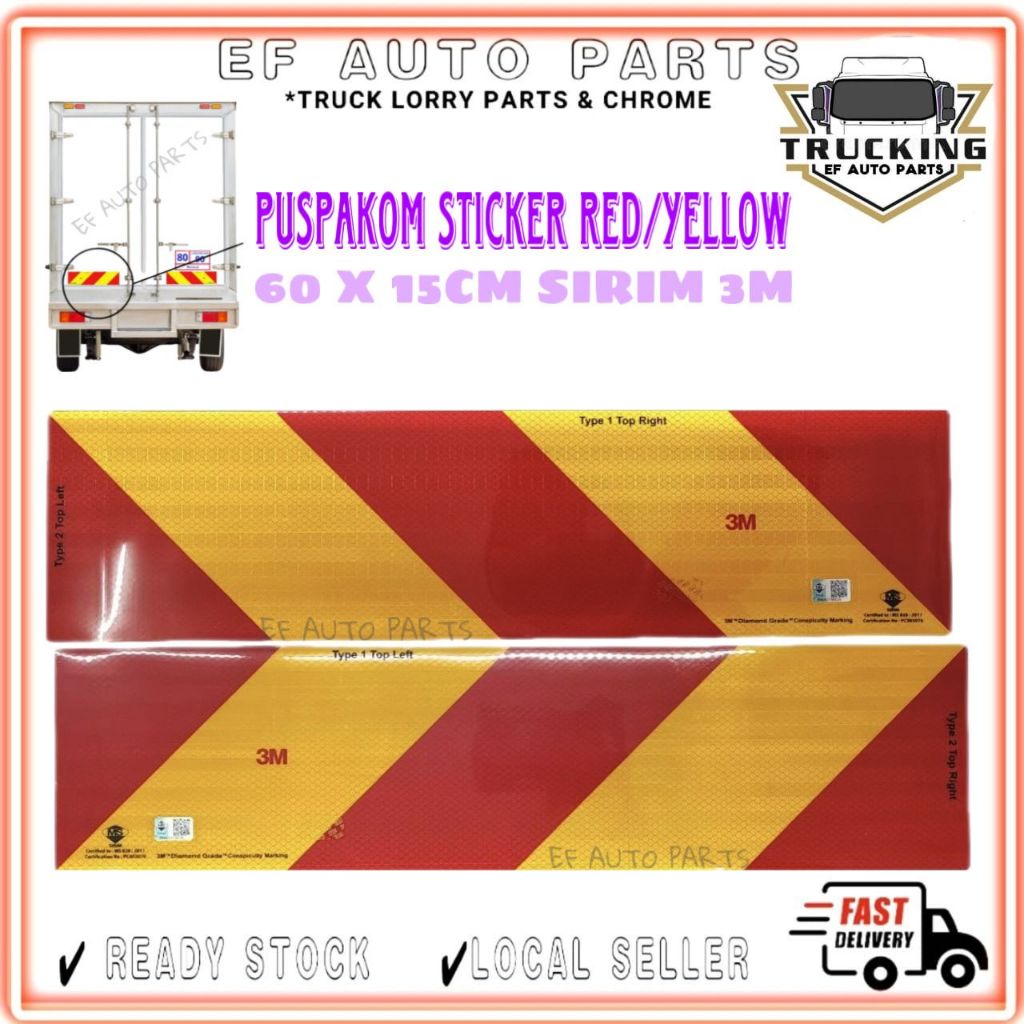 1PAIR LEFT RIGHT 3M DIAMOND GRADE REFLECTIVE STICKER SIRIM PUSPAKOM ...