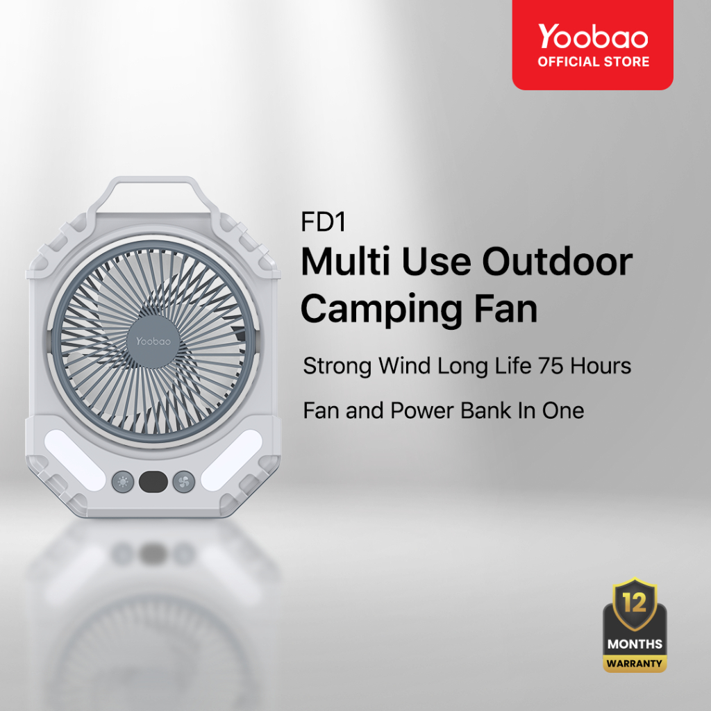 YOOBAO FD1 Rechargeable Portable USB Mini Fan l 20000mAh l 3 Wind Mode ...