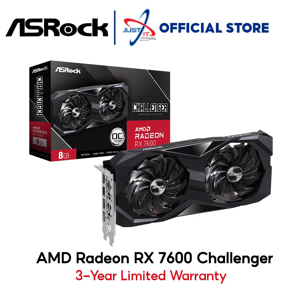 ASROCK RADEON RX 7600 CHALLENGER 8GB OC DDR6 Graphipcs Card ( 90-GA41ZZ ...