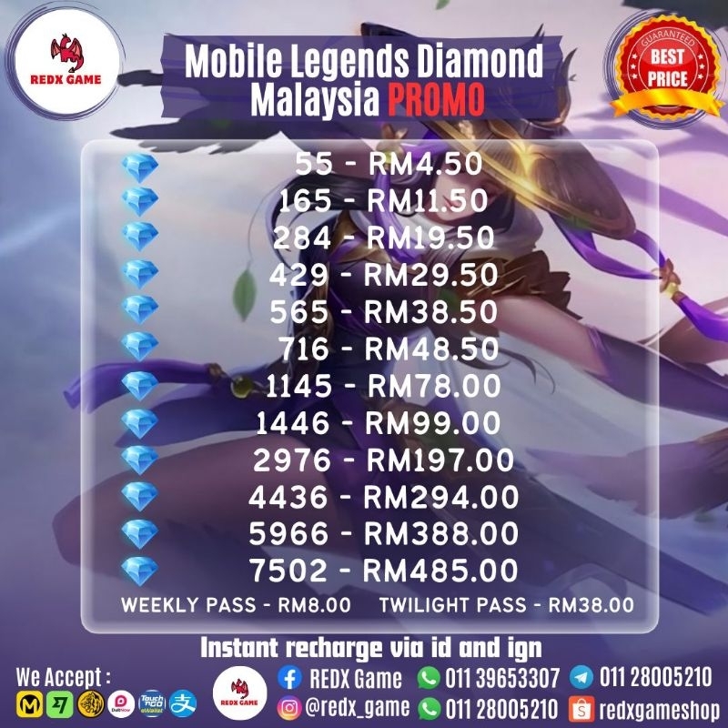 [REDX Game] Joki | MLBB Rank Boost | DM | murah | PC Game | Shopee Malaysia