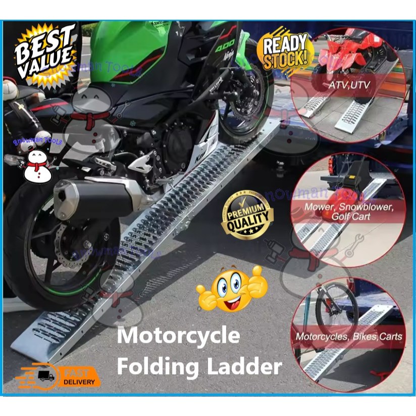 MOTORCYCLE FOLDING LADDER RAMP TANGGA NAIK MOTOR BIKE HILUX 4X4 LOADING ...