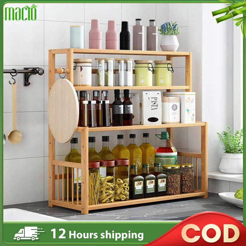 【Lifetime Warranty】Bamboo Kitchen Rack 2/3/4 Layers Rak Dapur Kitchen ...