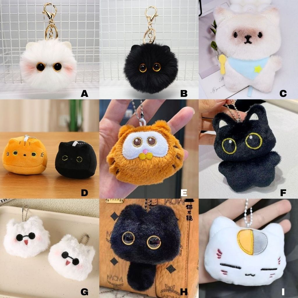 Cat Plush Keychain Cute Squeeze Squeak Sound Squish Bag Accessory Ball ...