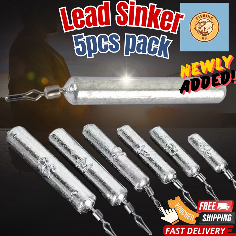 【5PCS PACK】Long Fishing Lead Sinker Batu Timah Ladung Pancing Panjang ...