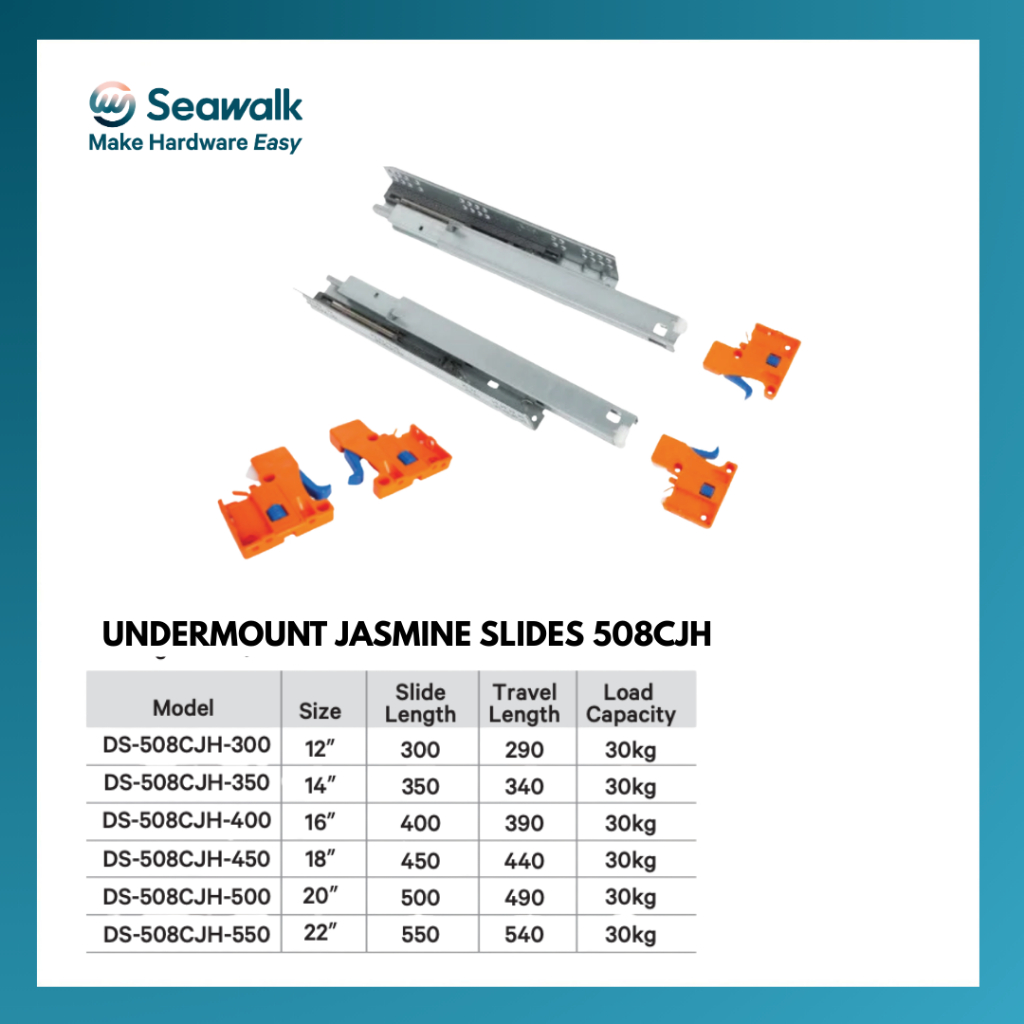 Undermount Extension Drawer Slide Soft Closing Heavy Duty Rail ...