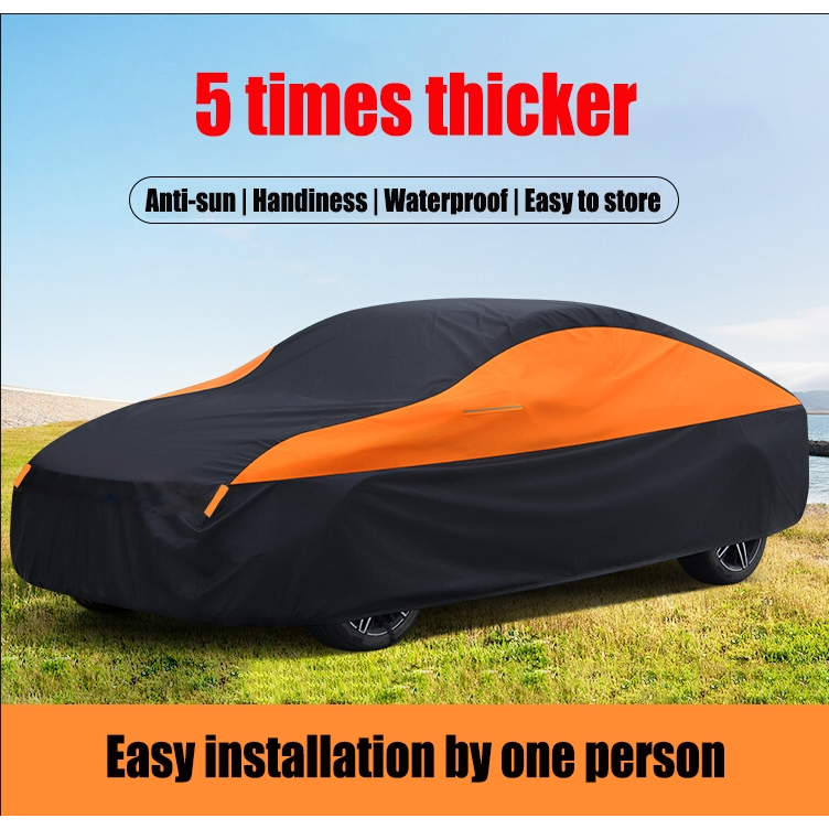 🔥3-layer thickening🔥Black Car Cover Outdoor WaterProof Rain Resistant ...