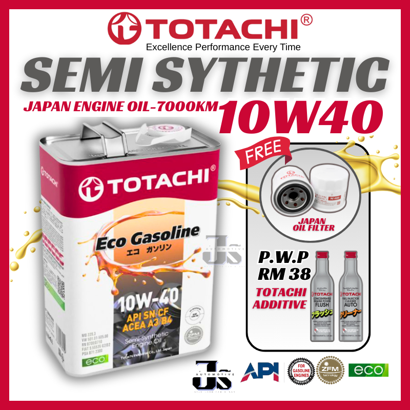 TOTACHI JAPAN ENGINE OIL 10W40 Eco Gasoline Semi Synthetic Minyak Enjin ...