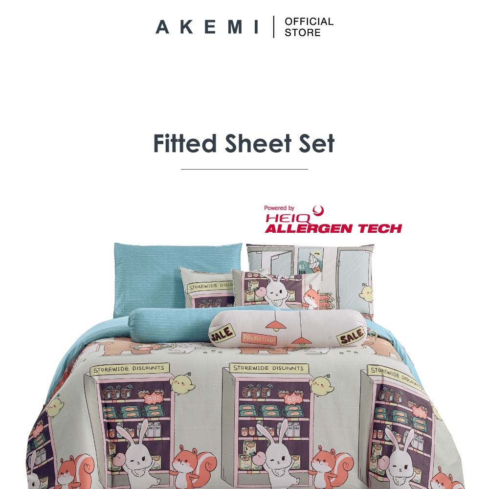 AKEMI Cotton Twill HeiQ Allergen Cheeky Cheeks Fitted Sheet Set 850TC ...