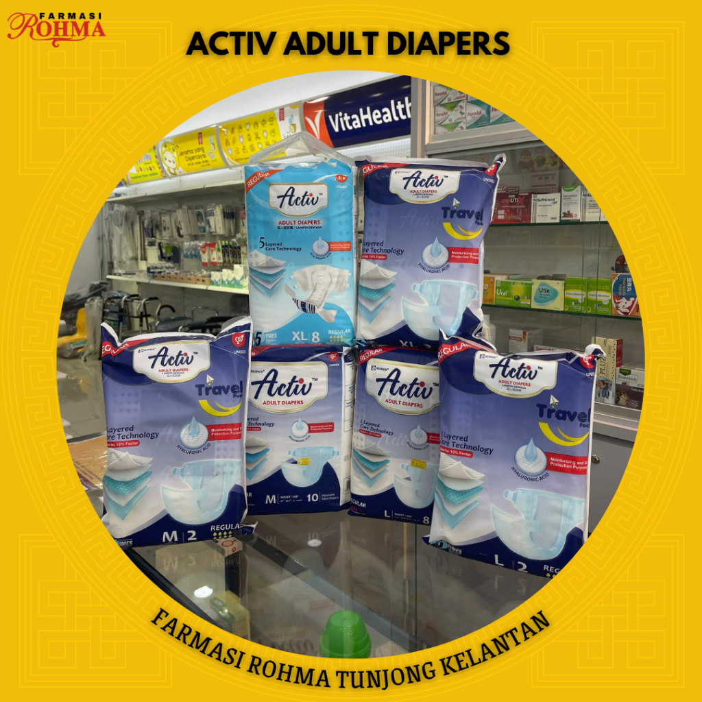 [🔥FARMASI ROHMA🔥] ACTIV ADULT DIAPERS with HYALURONIC ACID BUY 1 FREE 1 ...